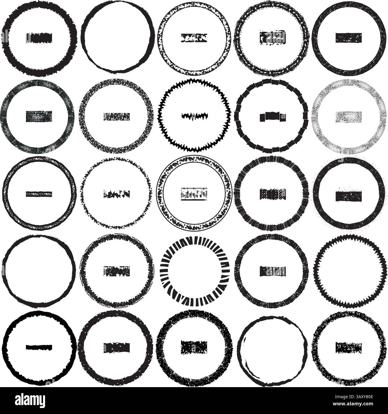 Collection of Round Rough, Distressed, Decorative Border Frames with ...