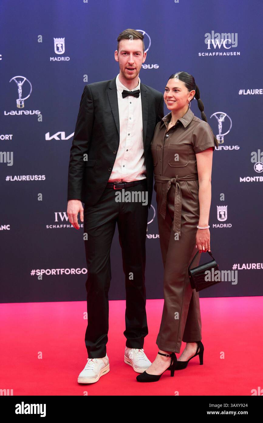 Michiel Callebaut, Celine Dept attends 25th Anniversary Laureus World Sports Awards - Red Carpet ...