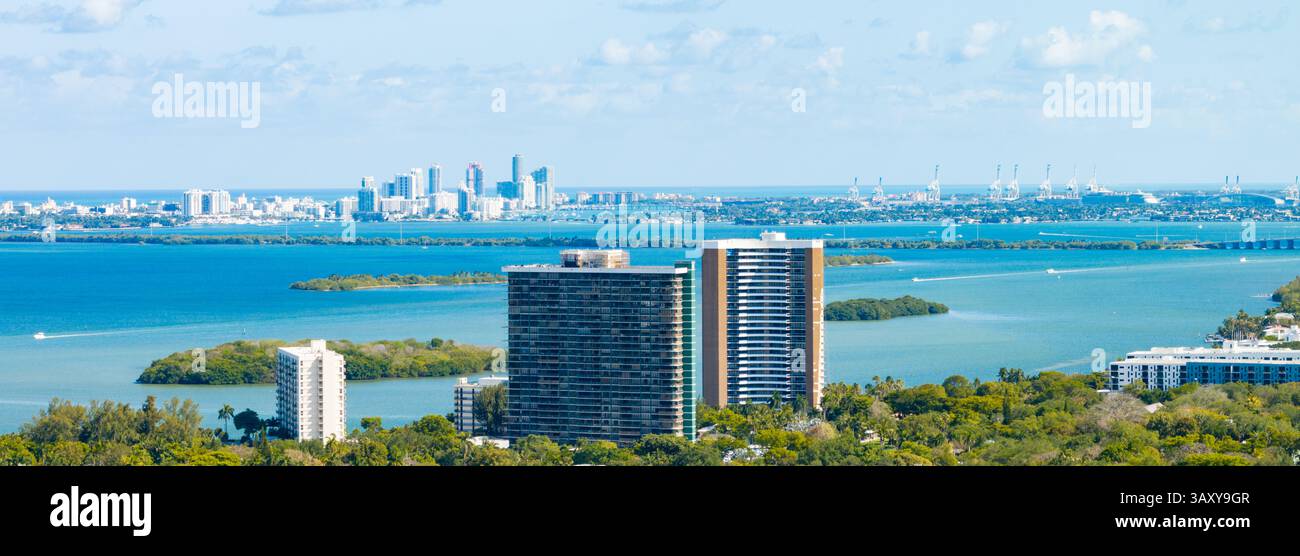 Aerial panorama Miami Biscayne Bay view from west to southeast Stock ...