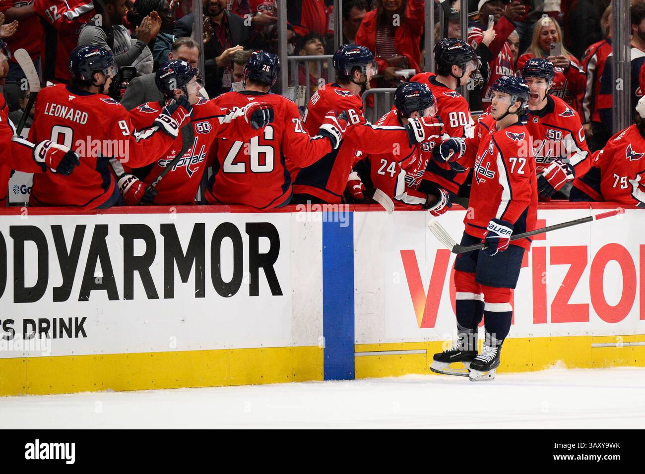 Washington Capitals left wing Anthony Beauvillier (72) celebrates after ...