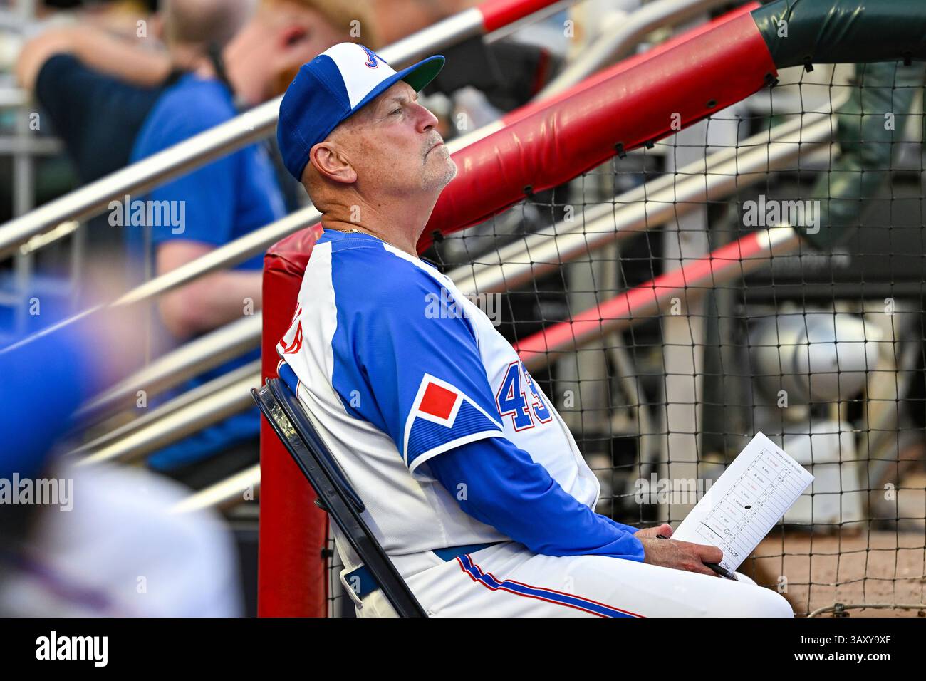 ATLANTA, GA – APRIL 19: Atlanta manager Brian Snitker (43) looks on ...