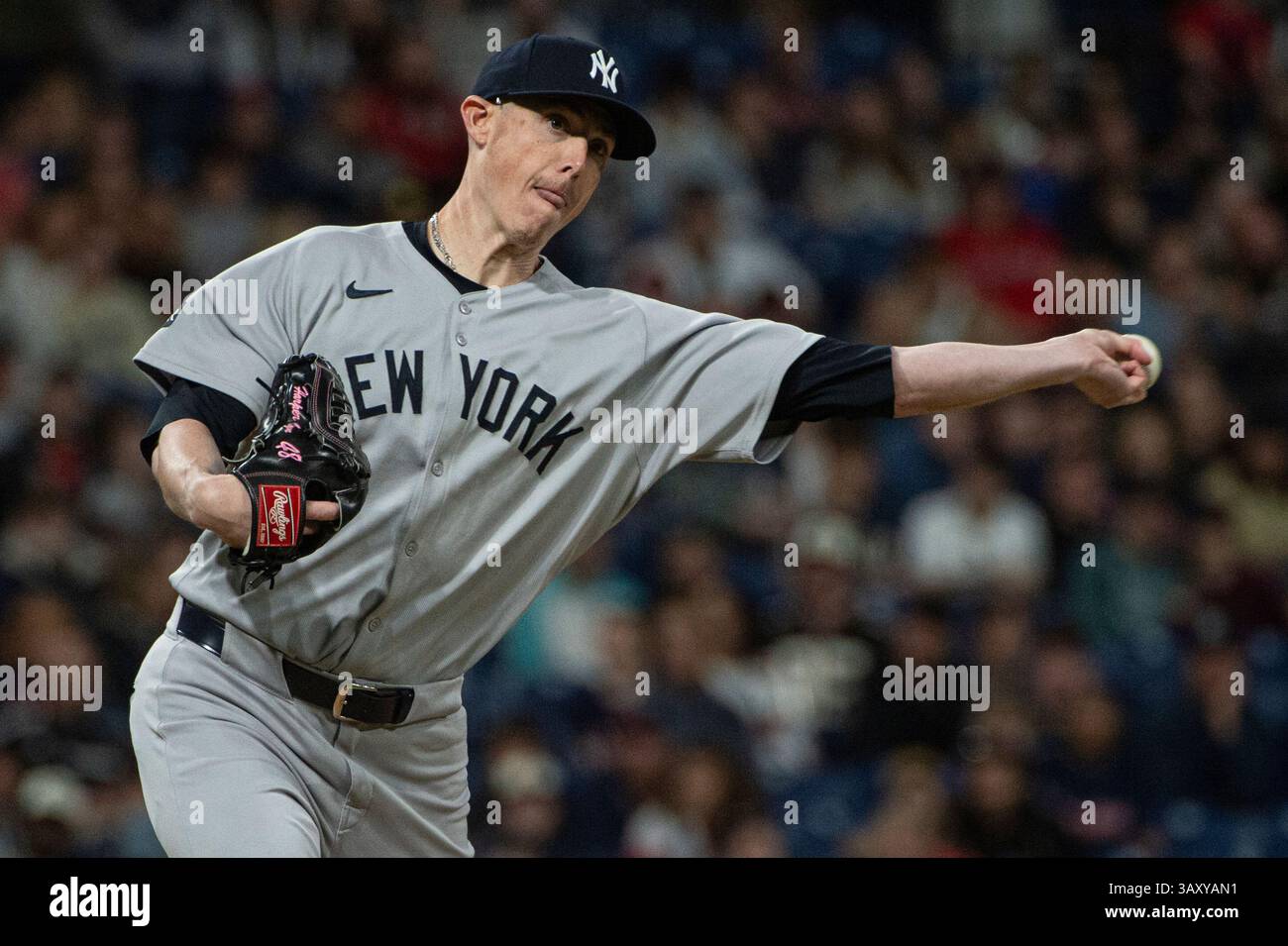 New York Yankees relief pitcher Ryan Yarbrough throws to first base to ...