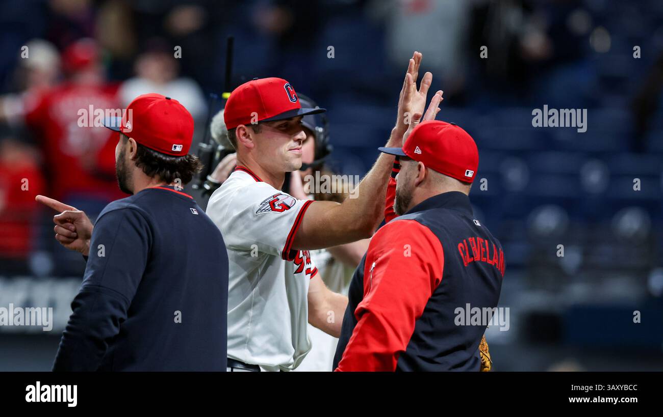 CLEVELAND, OH - APRIL 21: Cleveland Guardians relief pitcher Cade Smith ...
