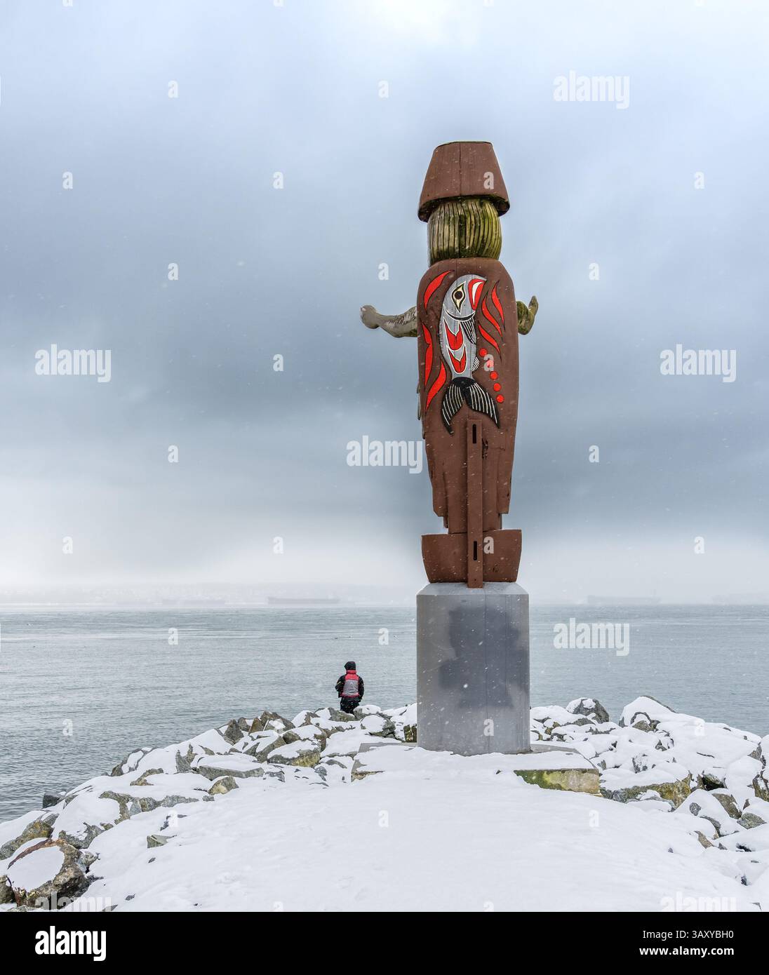 Vancouver, Canada, February 3,2025: A fihman and Ambleside’s Welcome ...