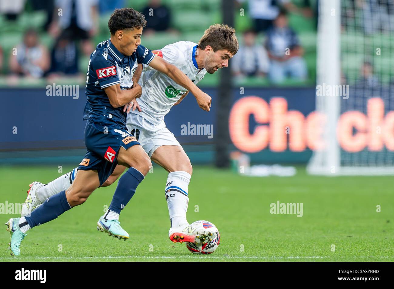 Melbourne, Australia. 19th Apr, 2025. Melbourne Victory's Jordi Valadon ...