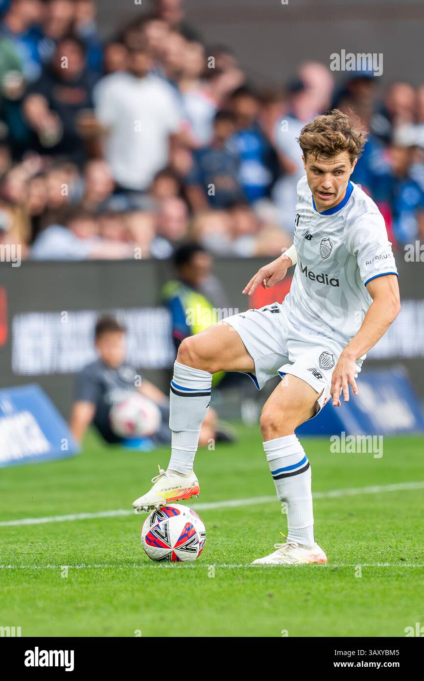 Melbourne, Australia. 19th Apr, 2025. Auckland FC's Callan Elliot seen ...