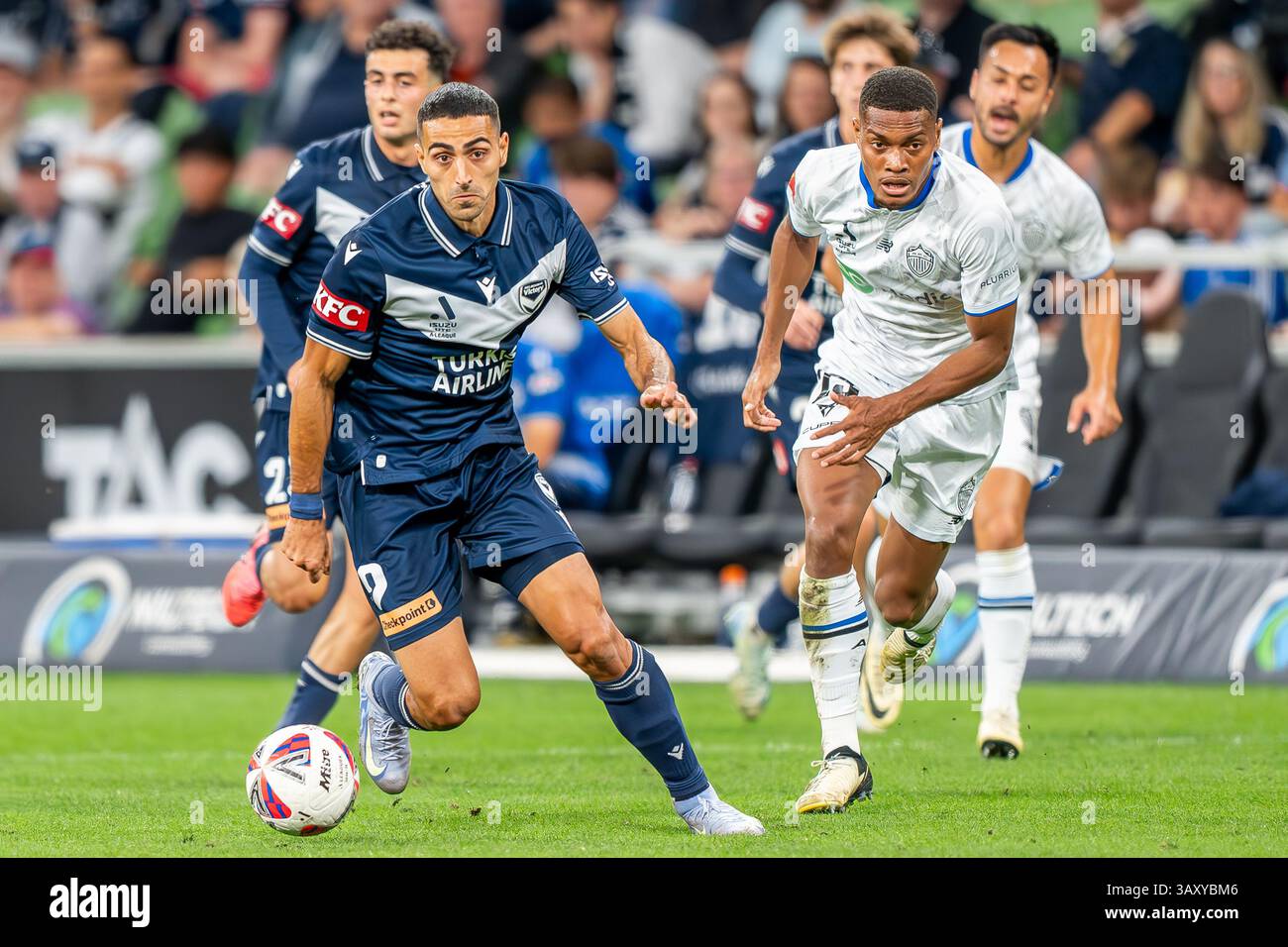Melbourne, Australia. 19th Apr, 2025. Melbourne Victory's Nikos Vergos ...