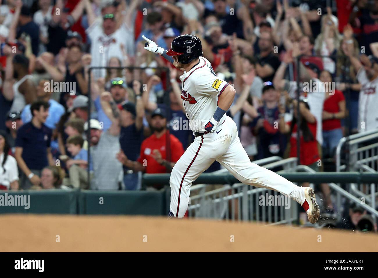 ATLANTA, GA - APRIL 21: Sean Murphy #12 of the Atlanta Braves gestures ...