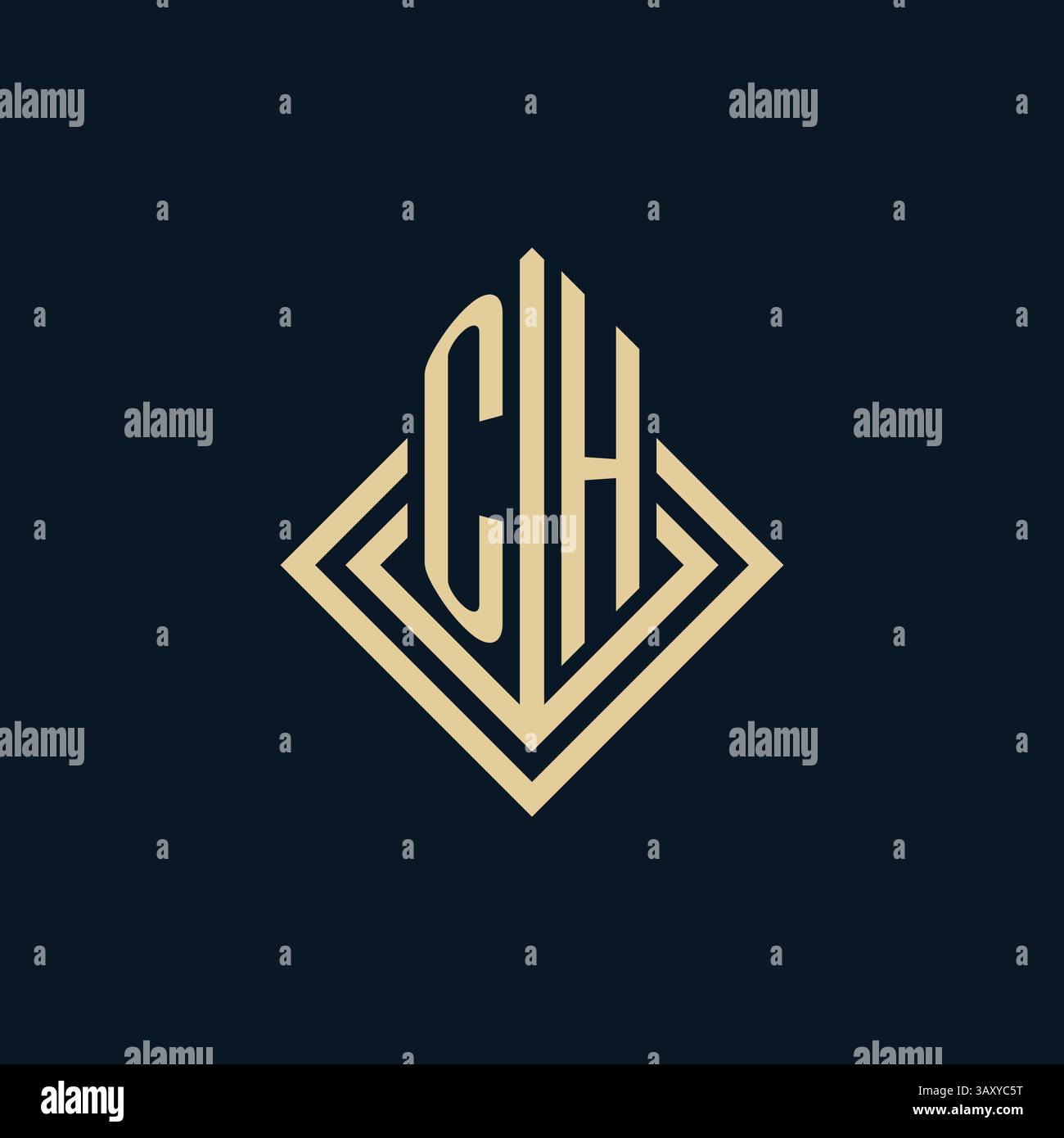 Initials CH logo rhombus lines shape style, luxury modern real estate ...