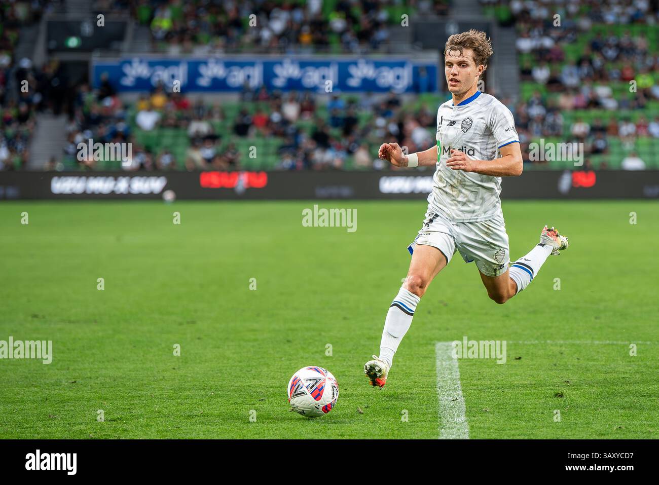 Melbourne, Australia. 19th Apr, 2025. Auckland FC's Callan Elliot seen ...