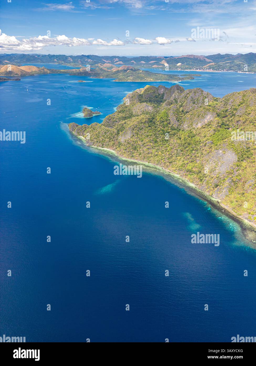 Coron, Palawan, Philippines, aerial view of beautiful lagoons and ...