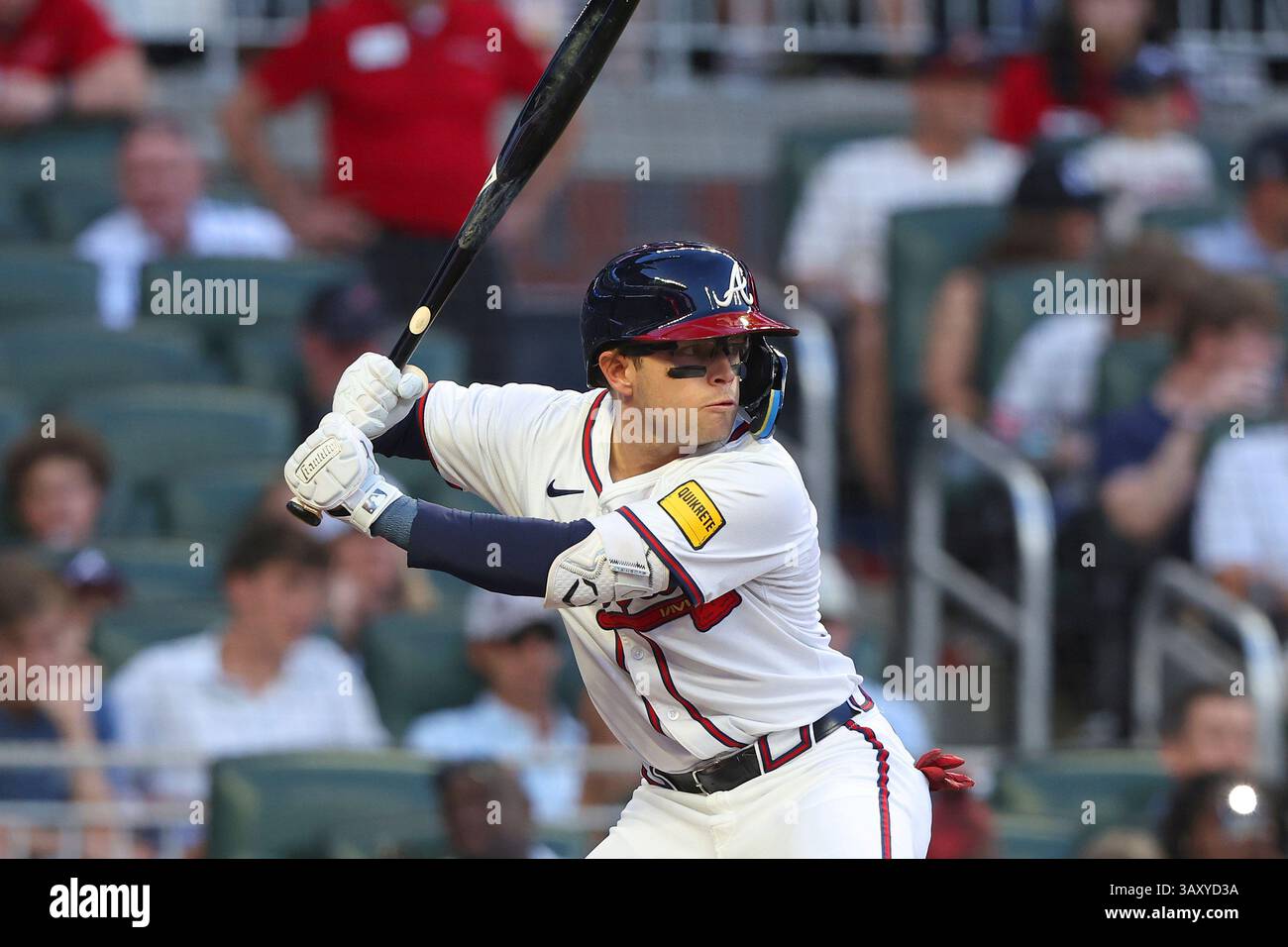 ATLANTA, GA - APRIL 21: Nick Allen #2 of the Atlanta Braves bats during ...
