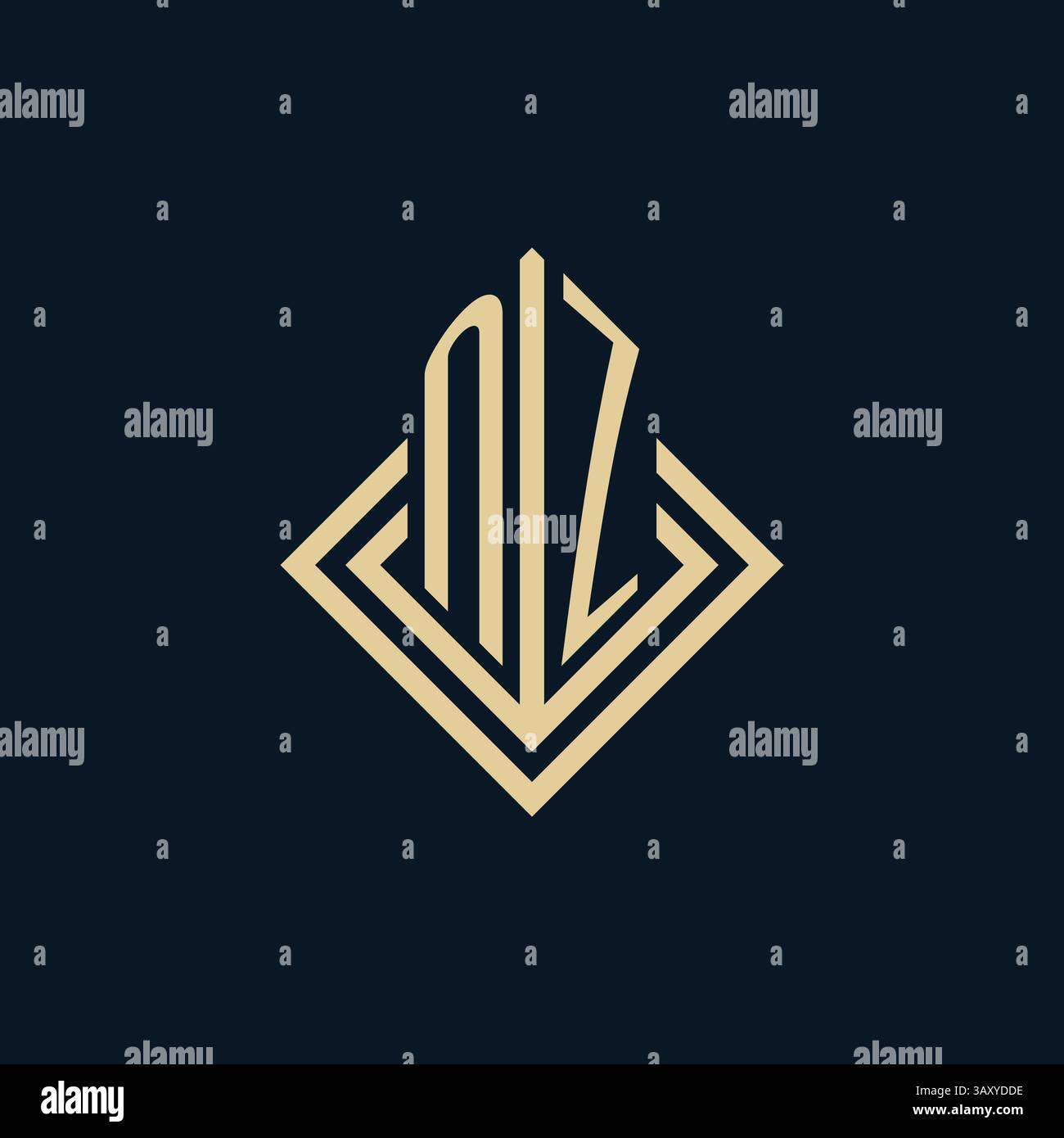 Initials NZ logo rhombus lines shape style, luxury modern real estate ...