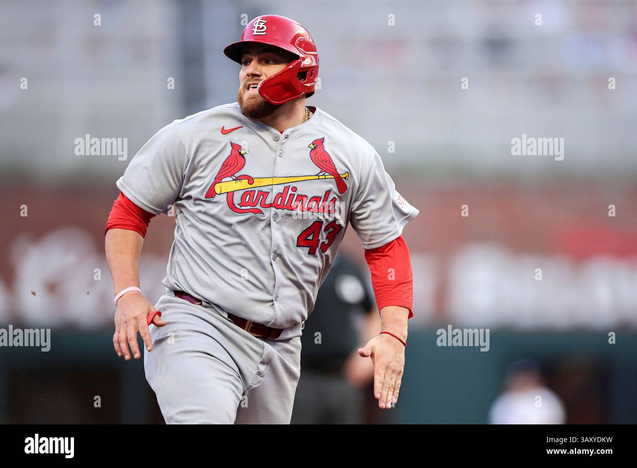 St. Louis Cardinals' Pedro Pagés (43) runs to third base in the second ...