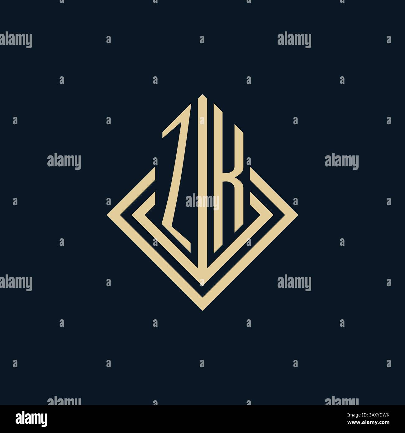 Initials ZK logo rhombus lines shape style, luxury modern real estate ...