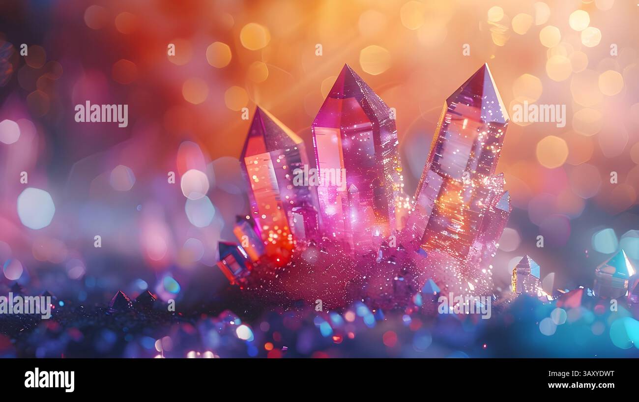 Vibrant Crystal Cluster 3D Render Stock Photo - Alamy