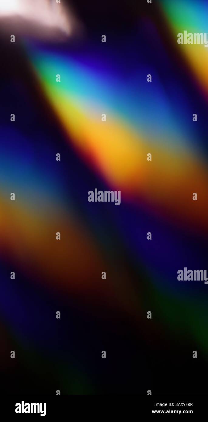 Radiant color. Blur art light. Defocused blue yellow green gleam ...