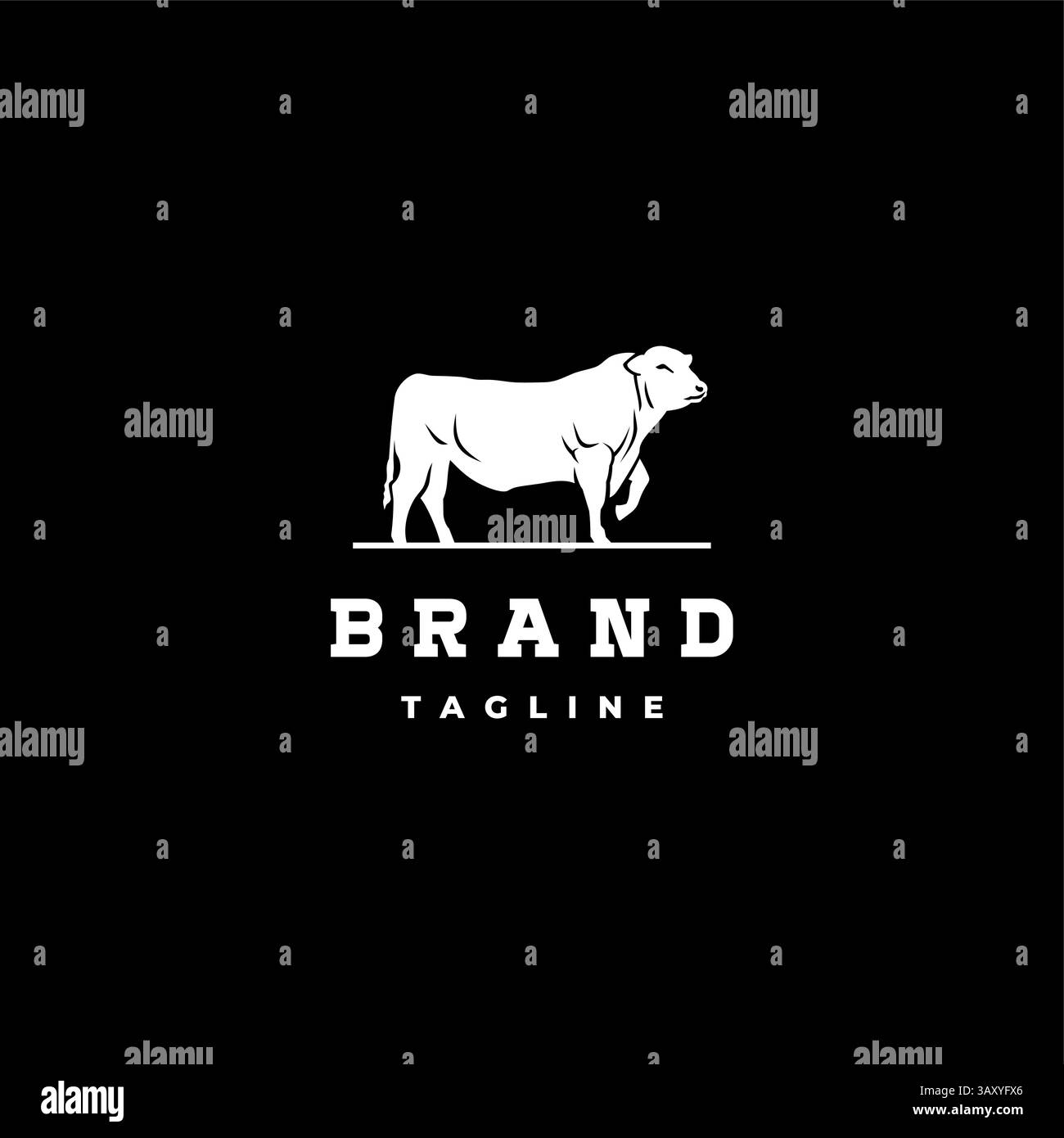 Big Angus Cow Silhouette Logo Design. Cow Silhouette Raising One Front ...