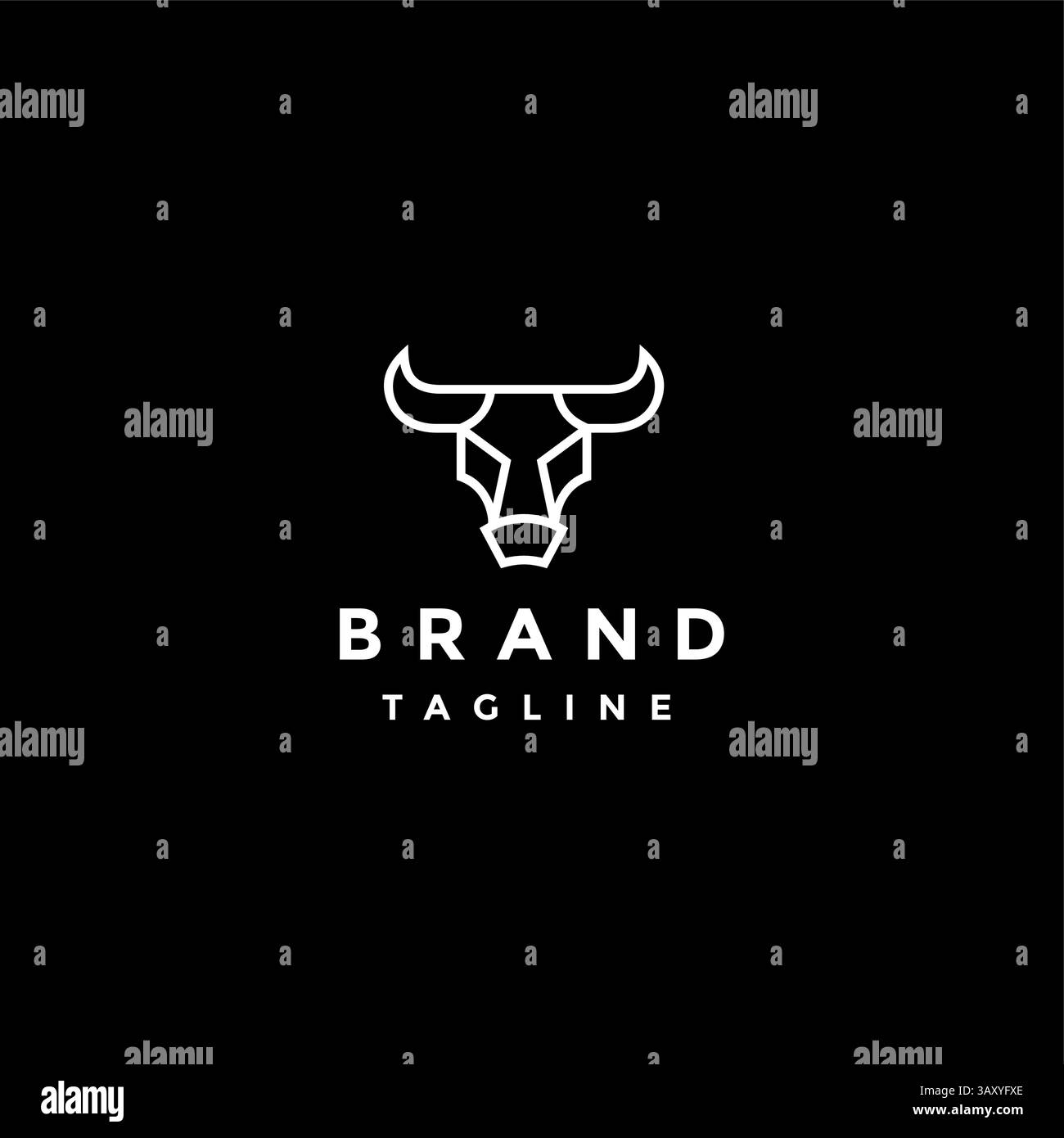 Simple Line Bulls Head Silhouette Logo Design. Strong Lines Bull ...