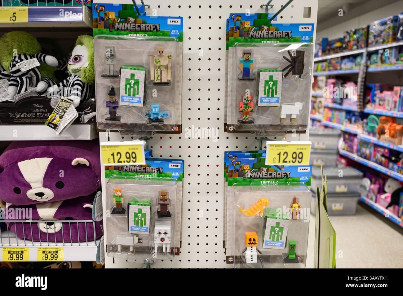 Minecraft toys on display in a shop – Wales, UK – 17 April 2025 Stock ...