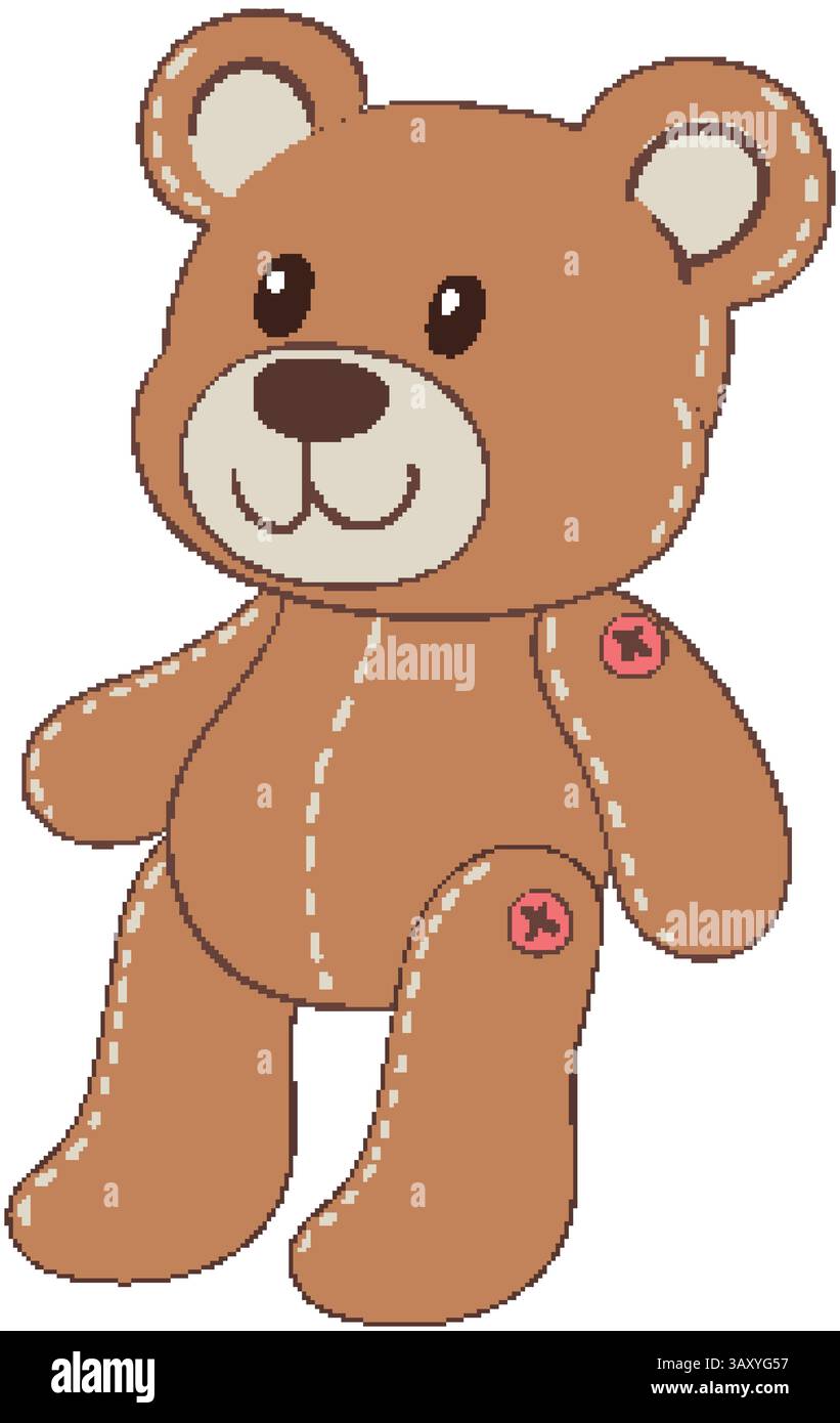 Adorable teddy bear with stitched details and button joints, rendered ...