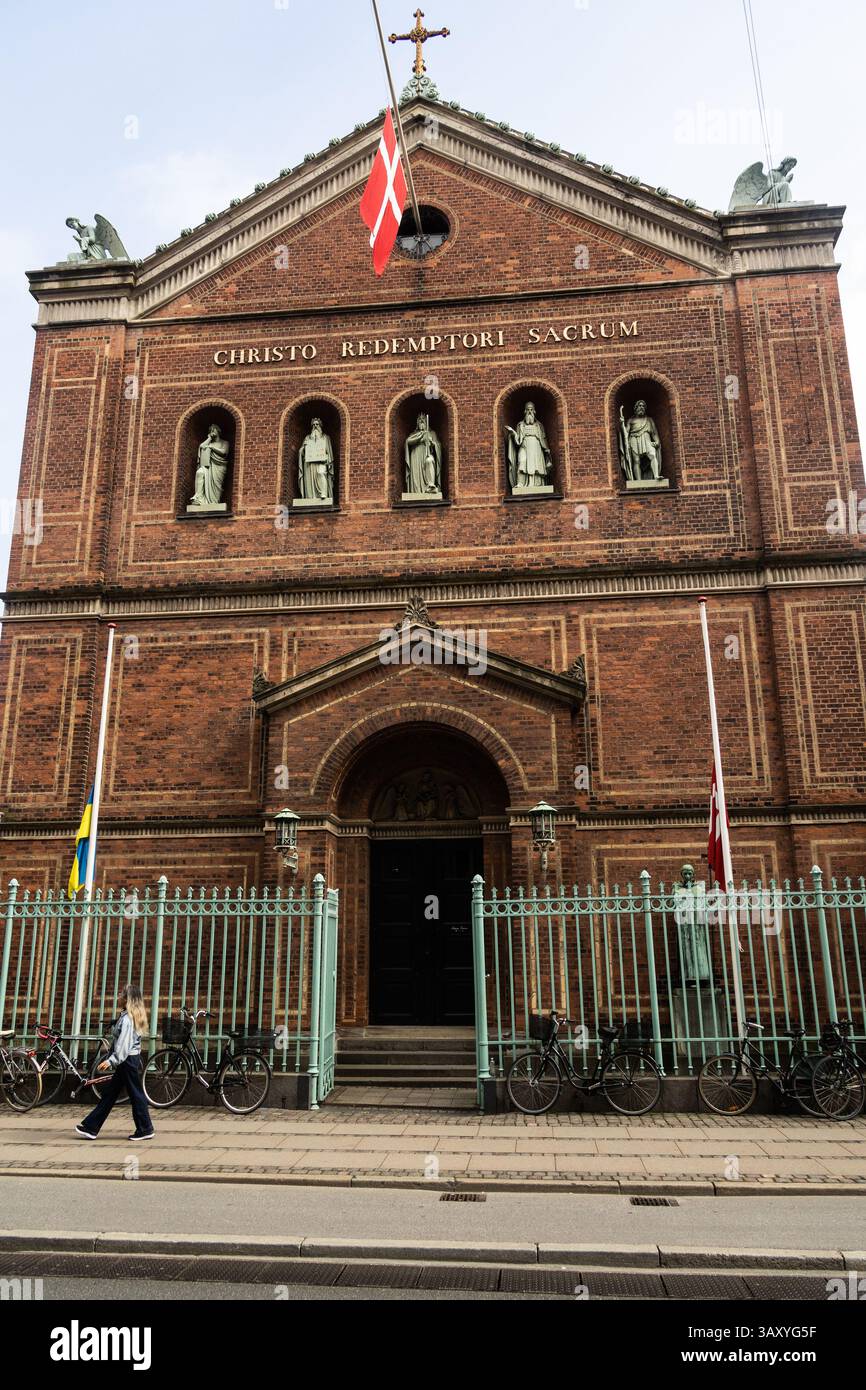 Copenhagen, Denmark. 21st Apr, 2025. The Danish flag and the Ukrainian ...