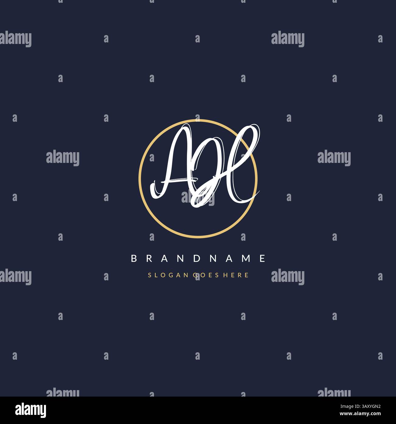 Initial letter AH logo monogram feminine style with circle line design ideas vector graphic ...