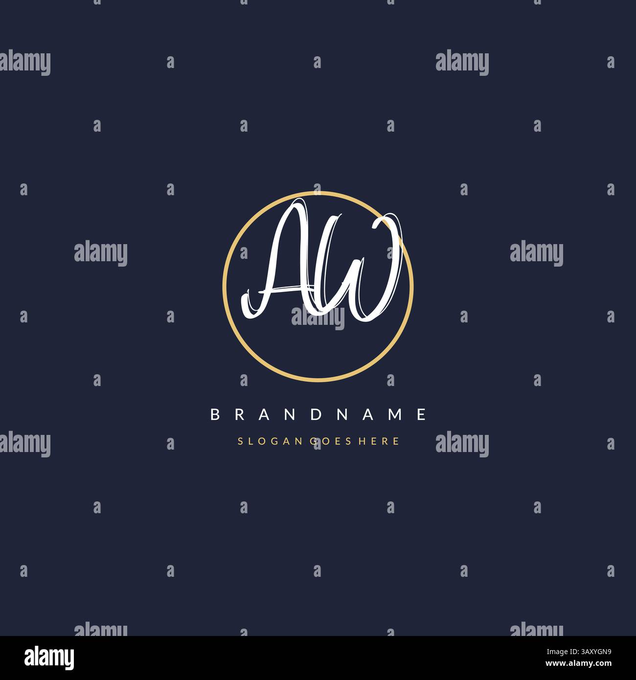 Initial letter AW logo monogram feminine style with circle line design ...