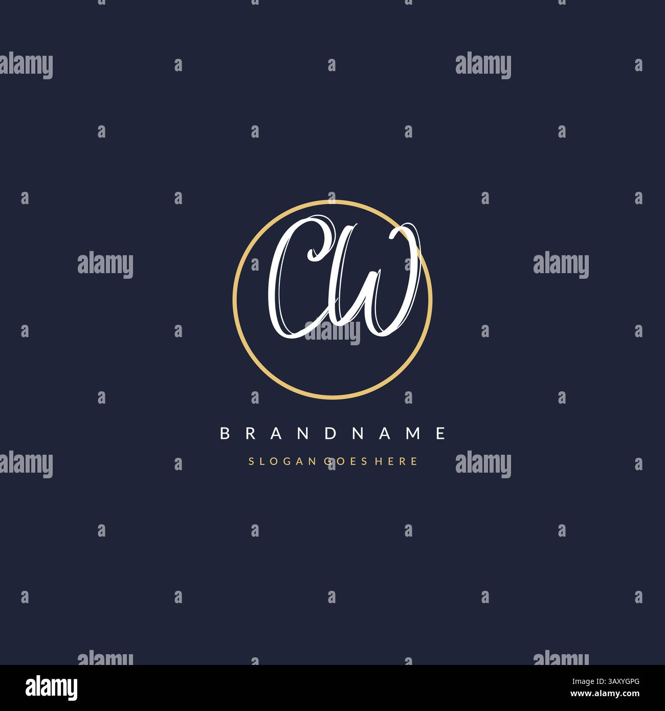 Initial letter CW logo monogram feminine style with circle line design ...