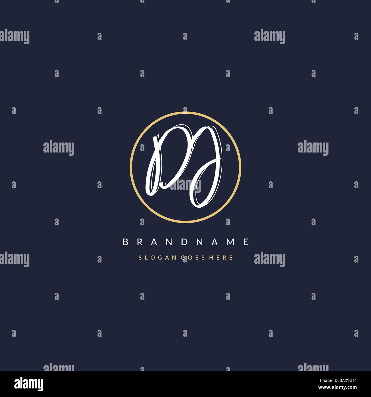 Initial letter DJ logo monogram feminine style with circle line design ...