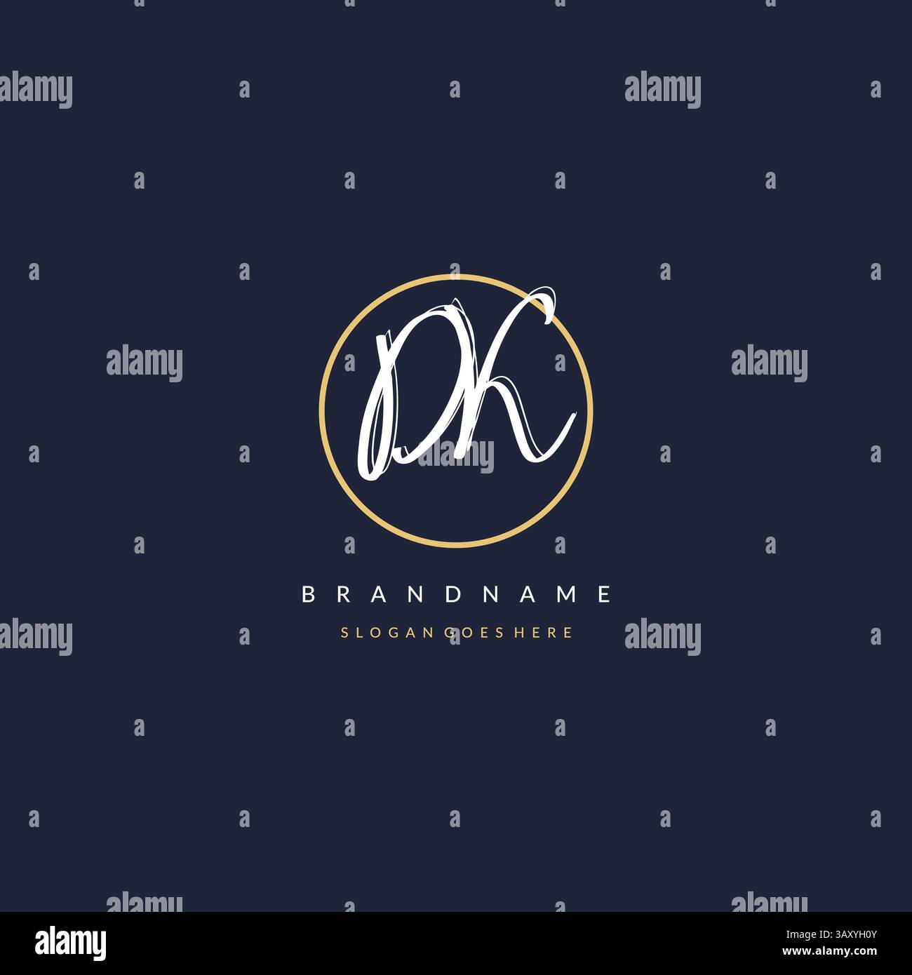 Initial letter DK logo monogram feminine style with circle line design ...