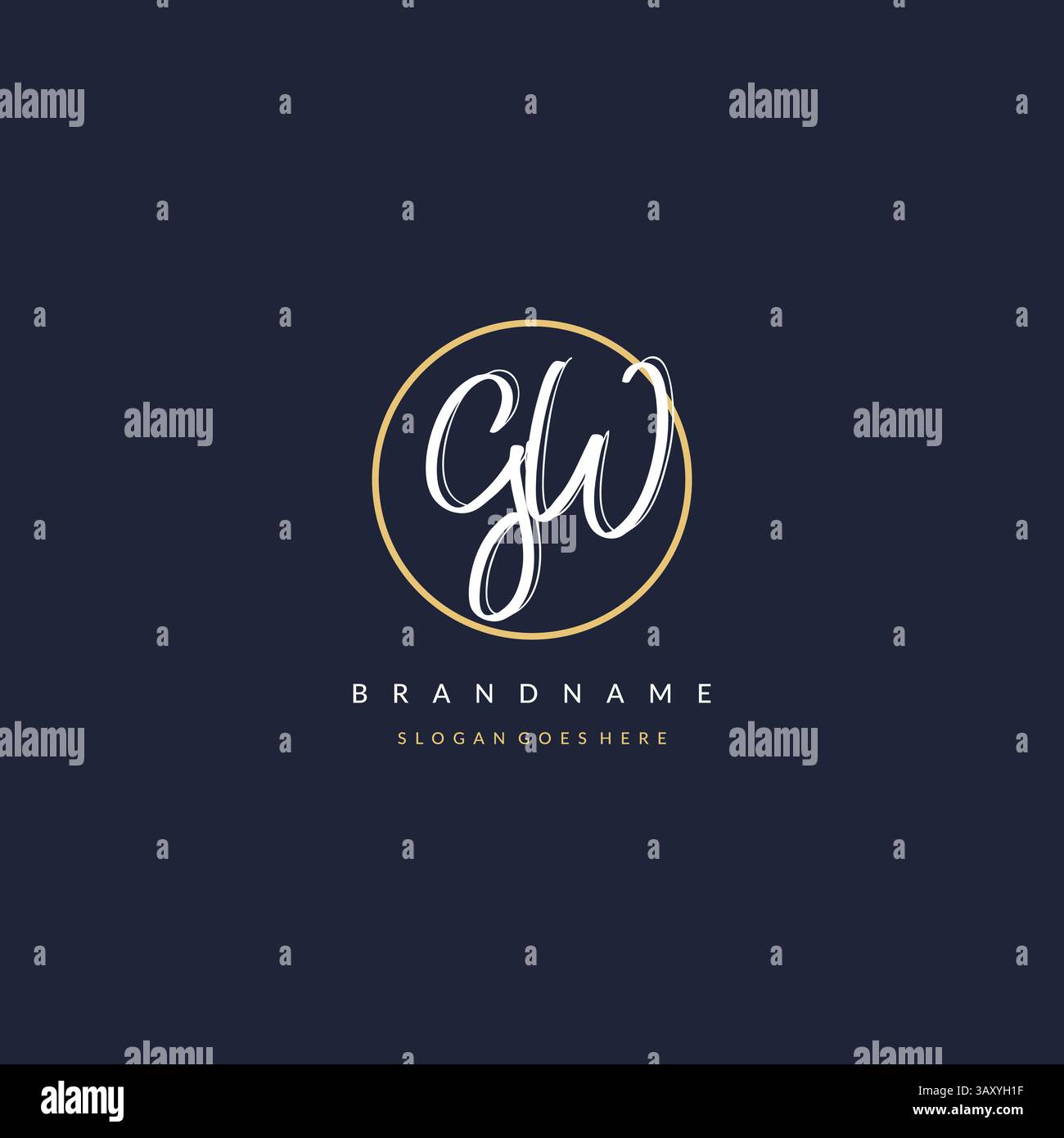 Initial letter GW logo monogram feminine style with circle line design ...