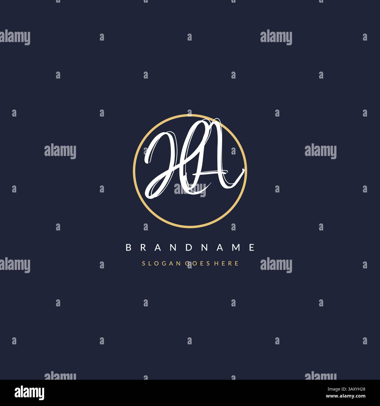 Initial letter HA logo monogram feminine style with circle line design ...