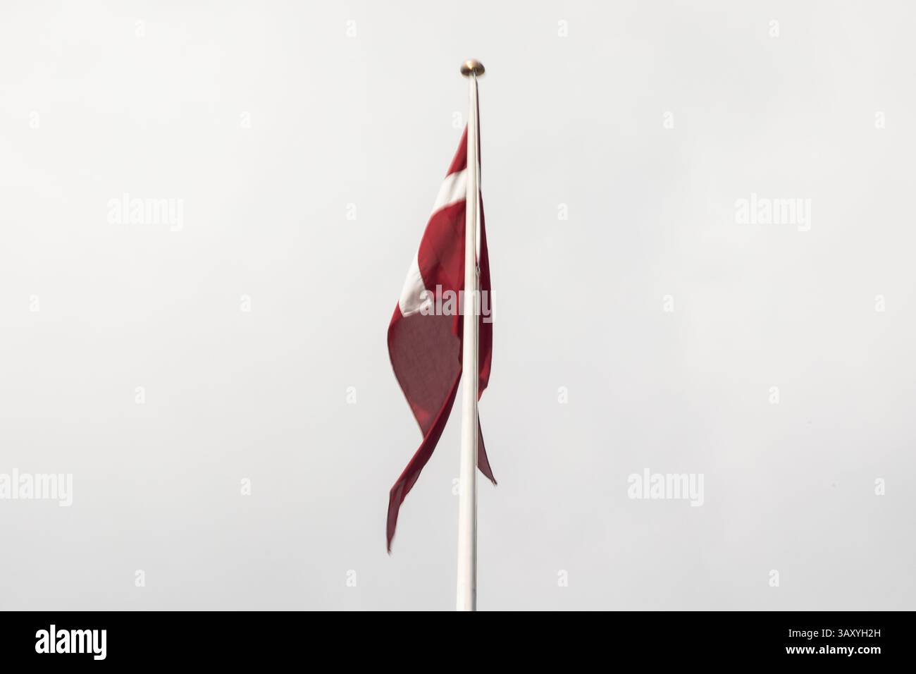Copenhagen, Denmark. 21st Apr, 2025. The Danish national flag is seen ...