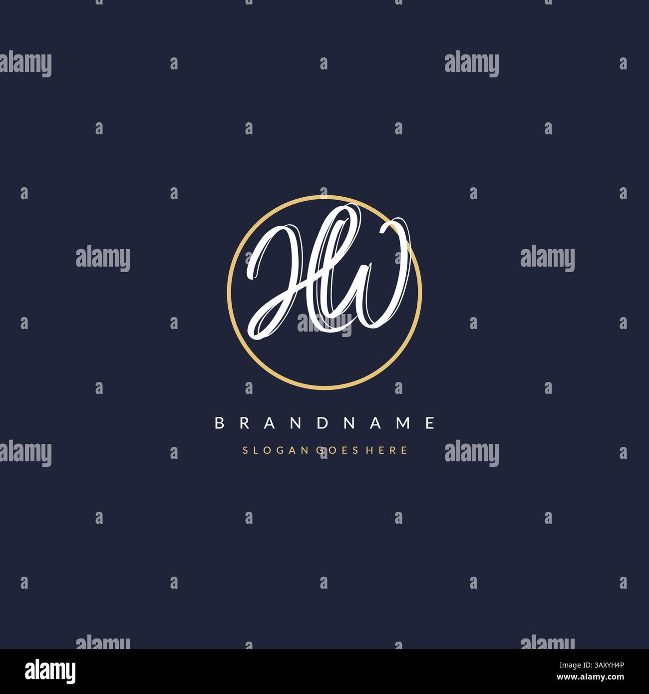 Initial letter HW logo monogram feminine style with circle line design ideas vector graphic ...
