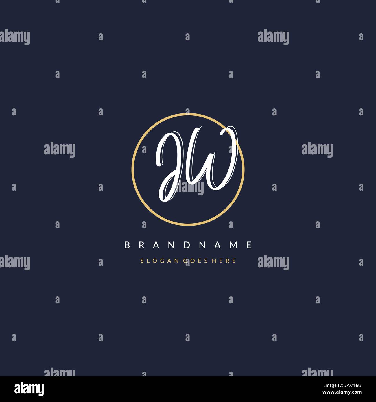 Initial letter IW logo monogram feminine style with circle line design ...