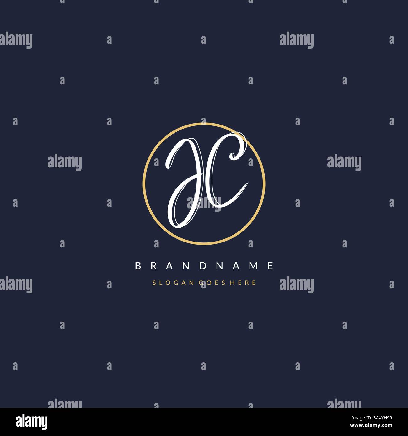 Initial letter JC logo monogram feminine style with circle line design ...