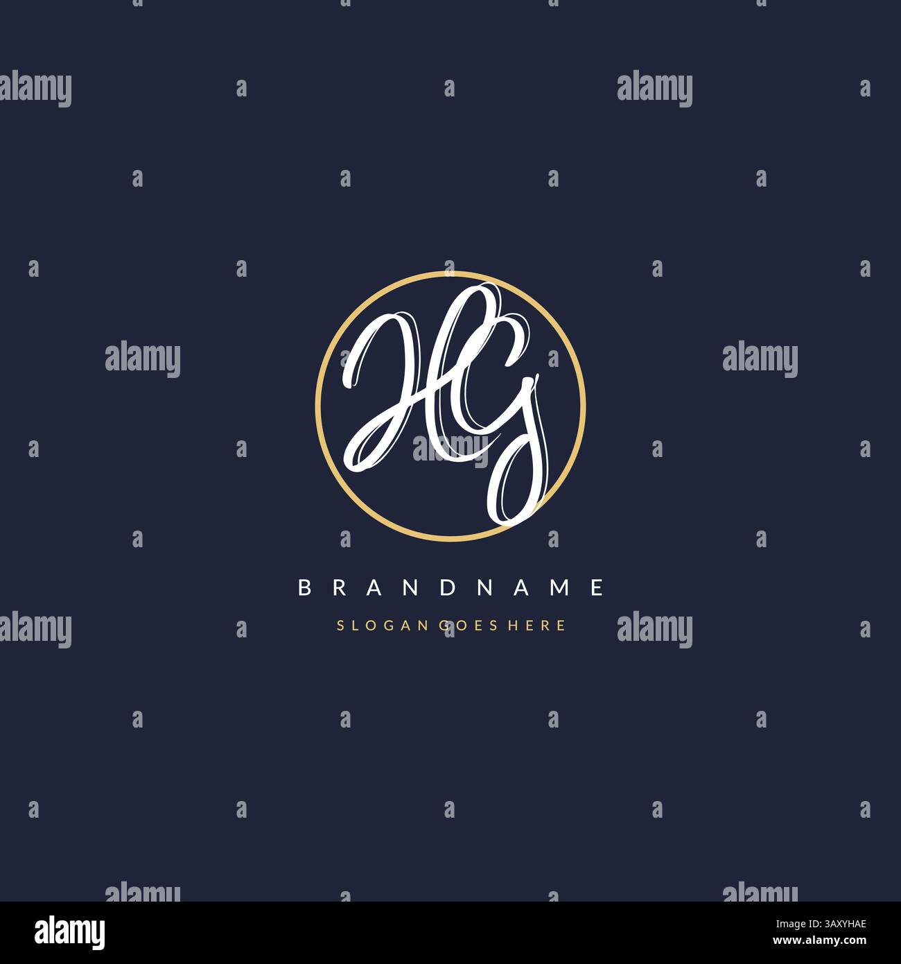 Initial letter HG logo monogram feminine style with circle line design ...