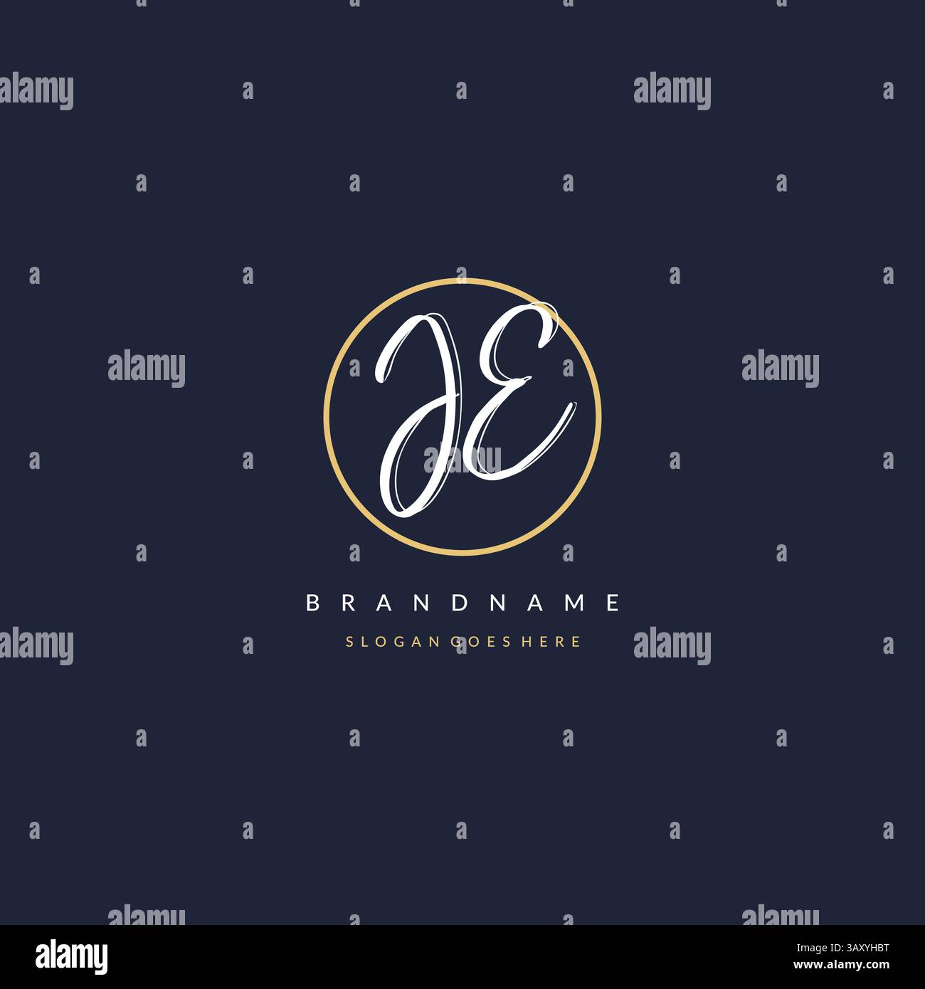 Initial letter JE logo monogram feminine style with circle line design ...