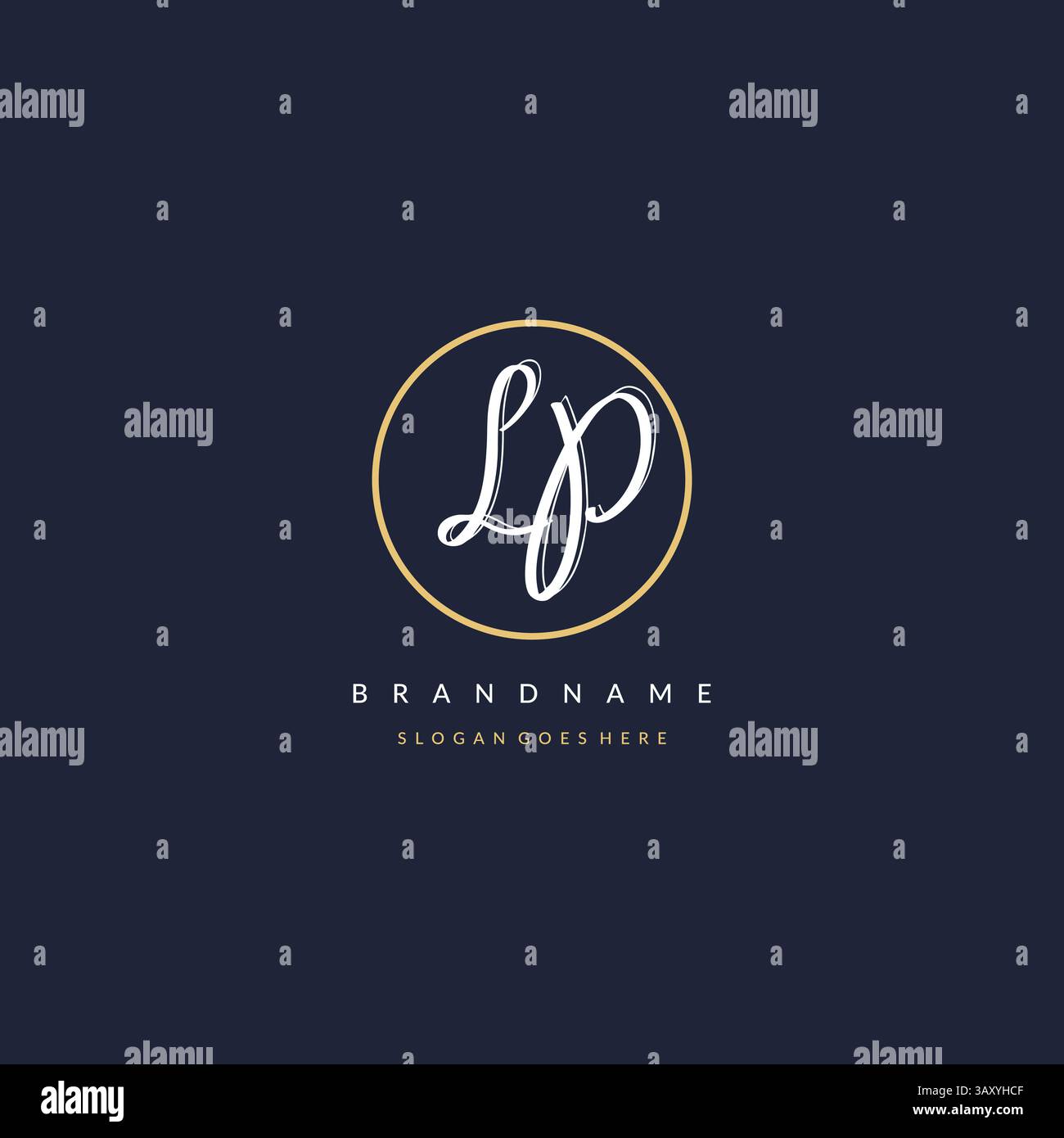 Initial letter LP logo monogram feminine style with circle line design ...