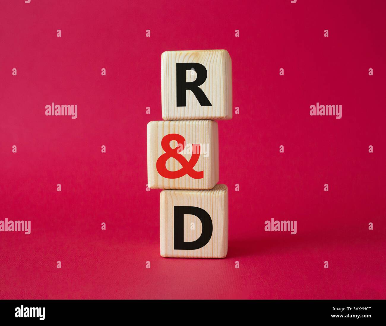 R and D - research and development symbol. Wooden cubes with word R and ...