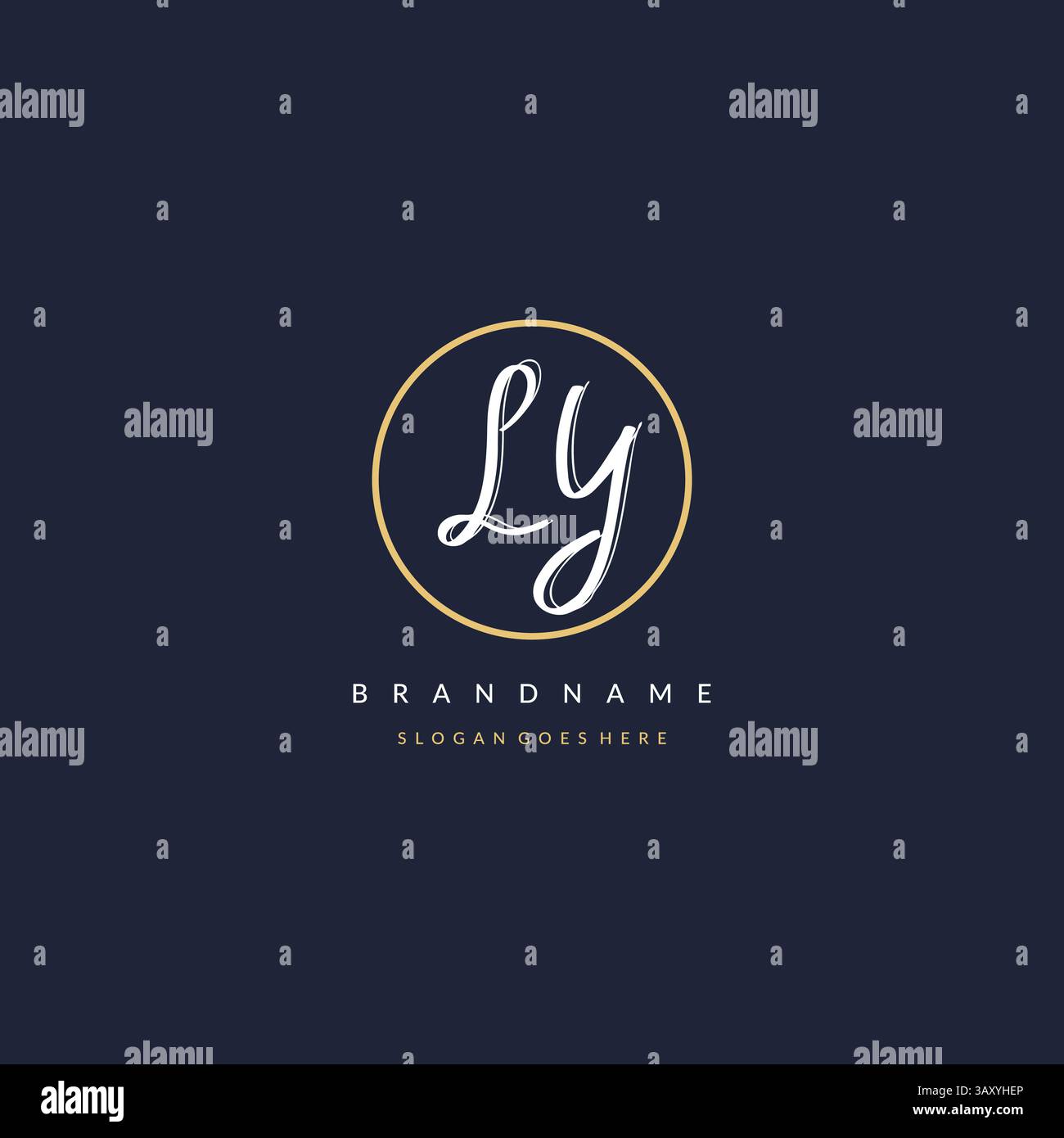 Initial letter LY logo monogram feminine style with circle line design ...