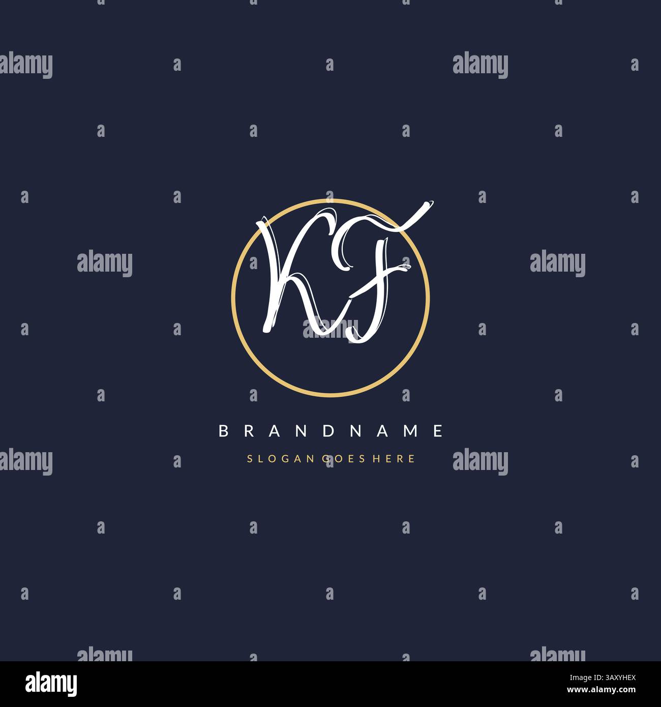 Initial letter KF logo monogram feminine style with circle line design ...