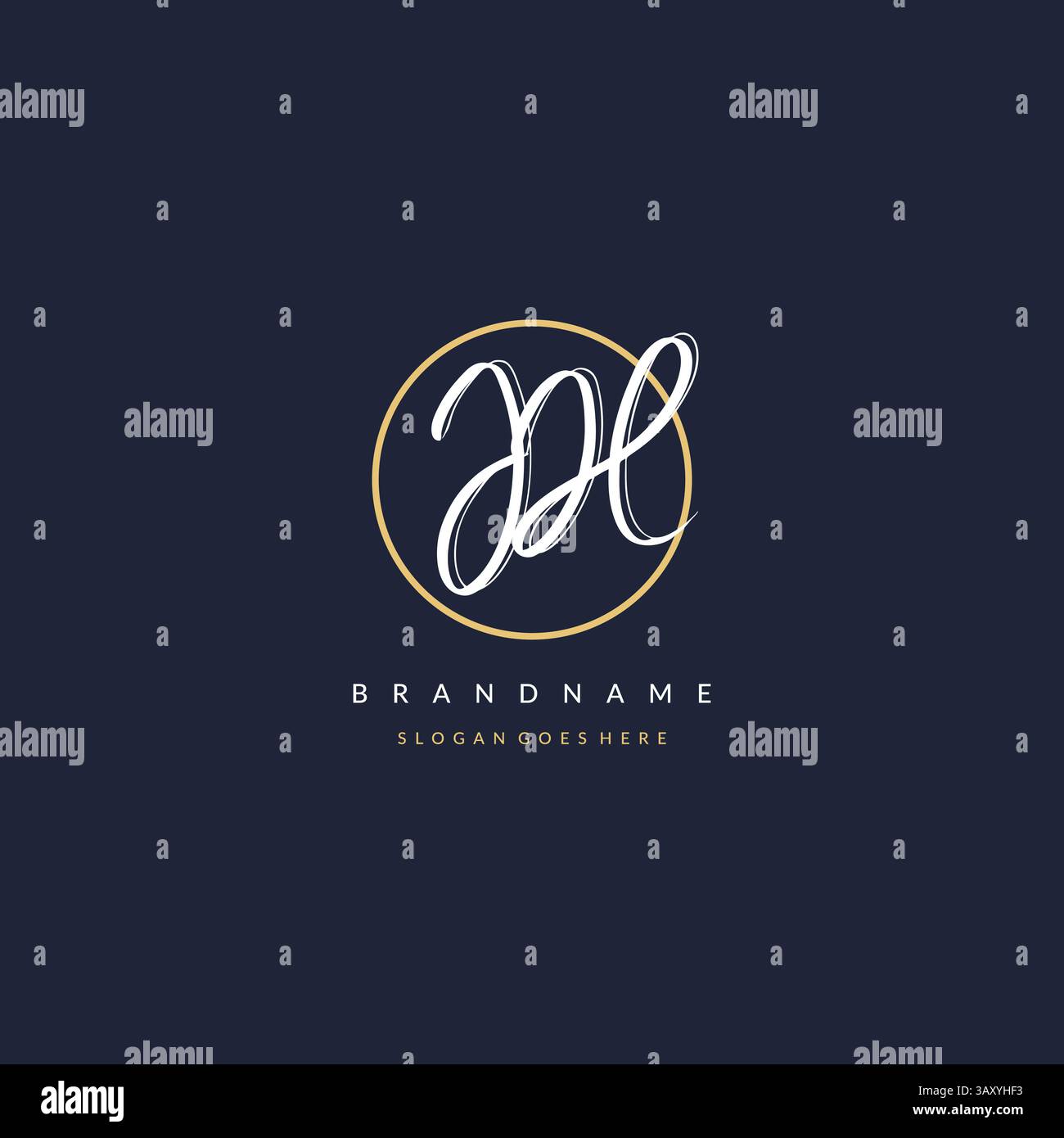 Initial letter JH logo monogram feminine style with circle line design ...