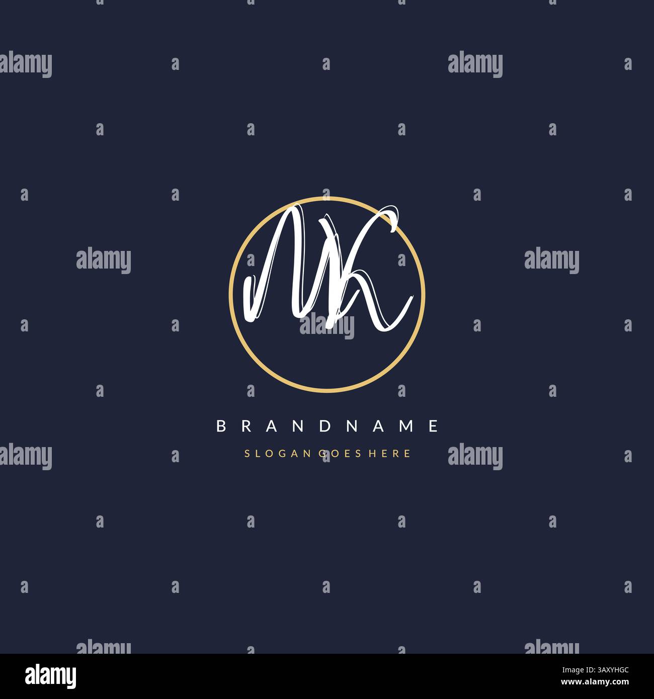 Initial letter MK logo monogram feminine style with circle line design ideas vector graphic ...