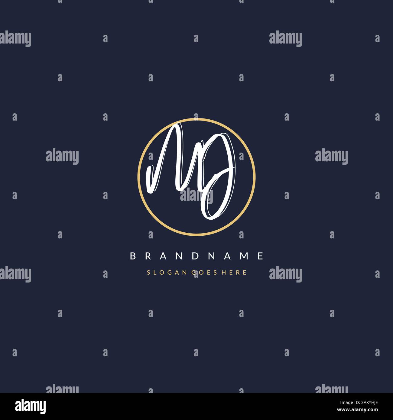 Initial letter MJ logo monogram feminine style with circle line design ...