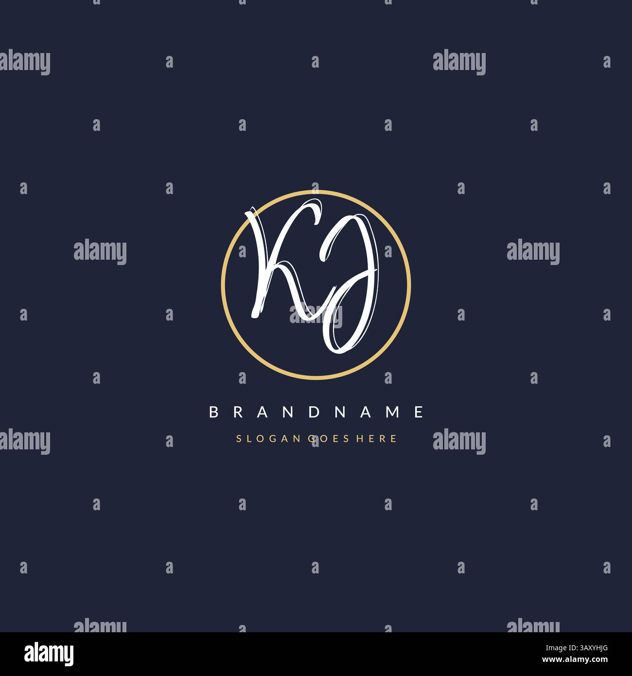 Initial letter KJ logo monogram feminine style with circle line design ...