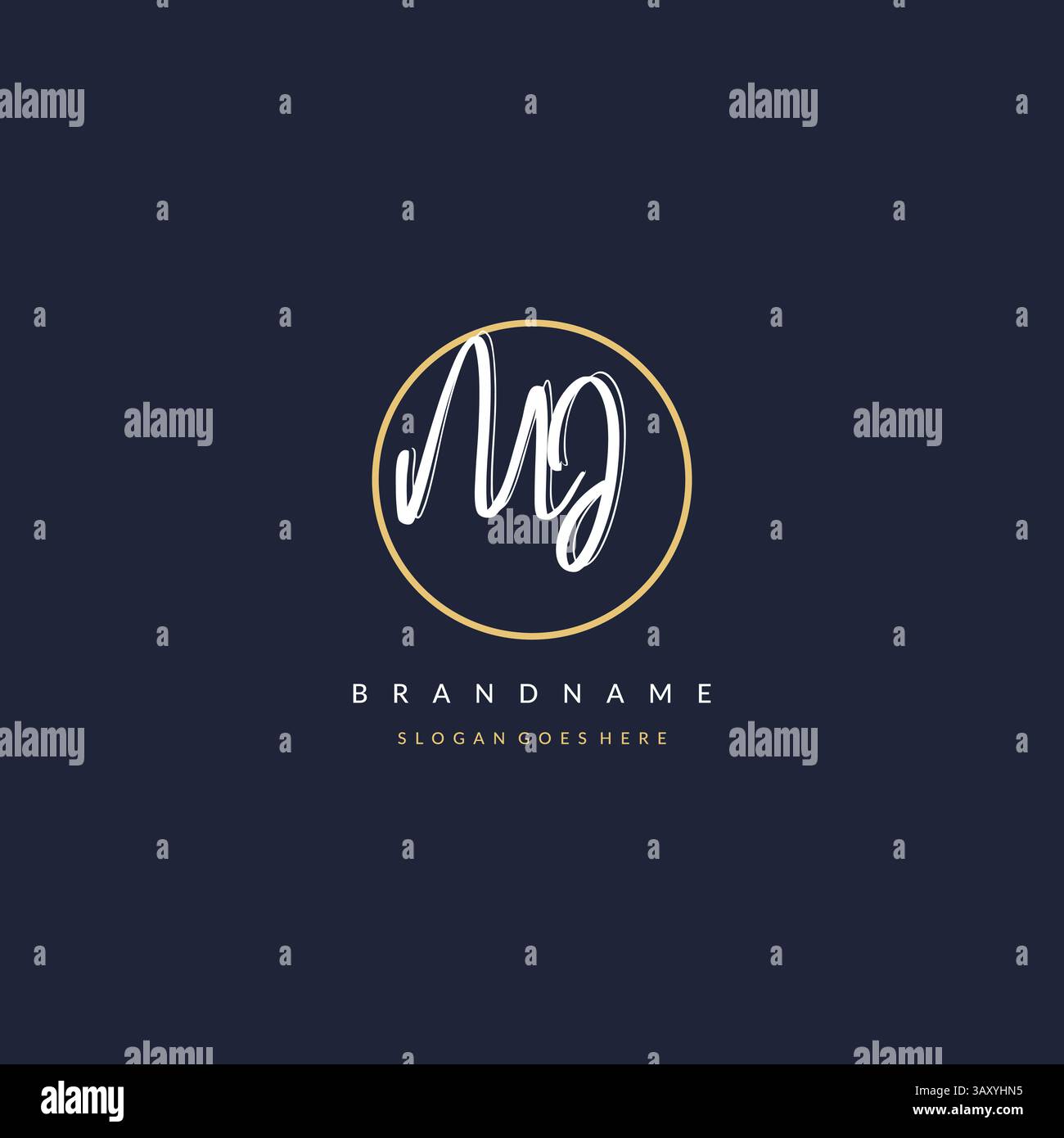 Initial letter MI logo monogram feminine style with circle line design ...