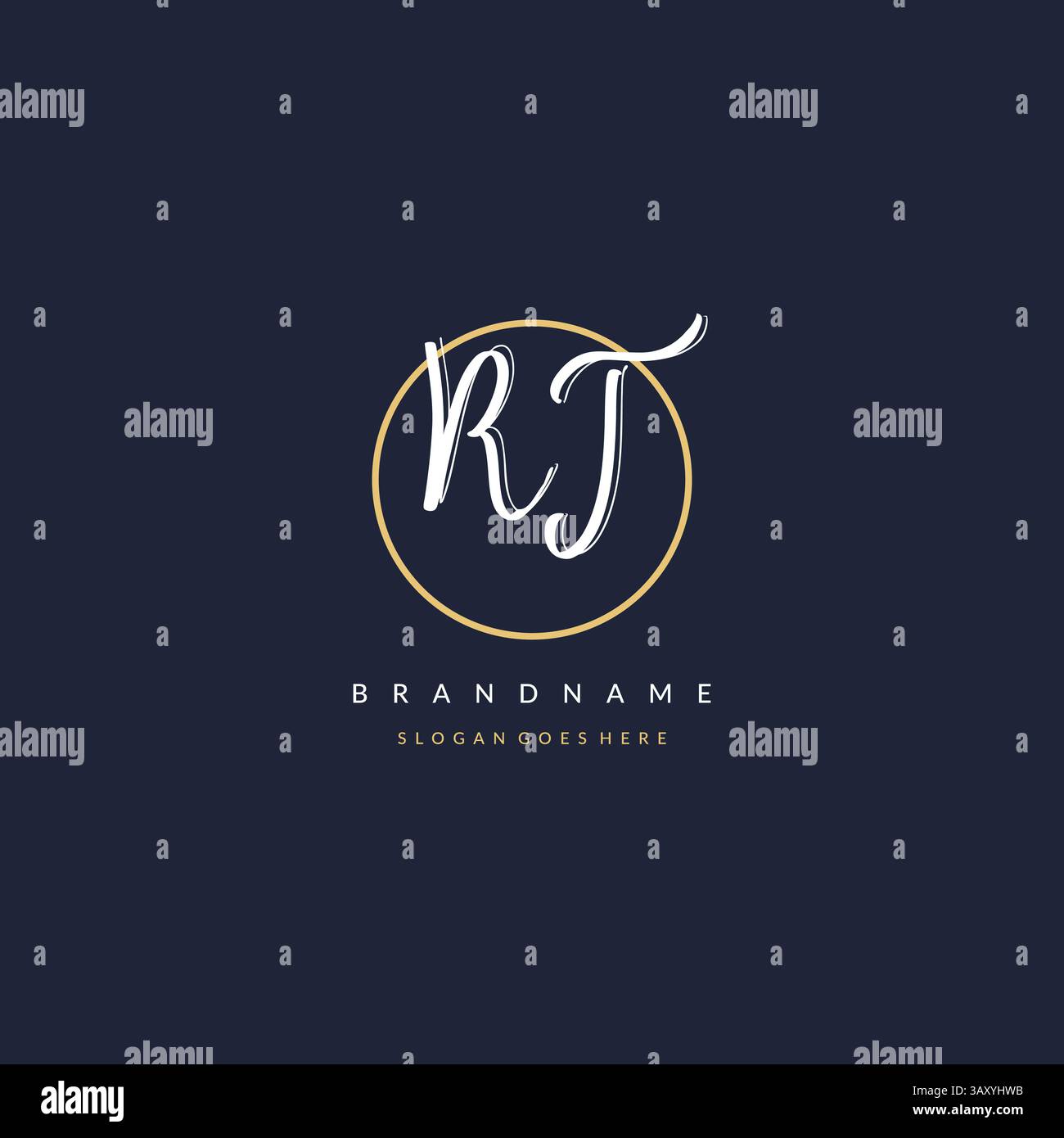 Initial letter RT logo monogram feminine style with circle line design ideas vector graphic ...