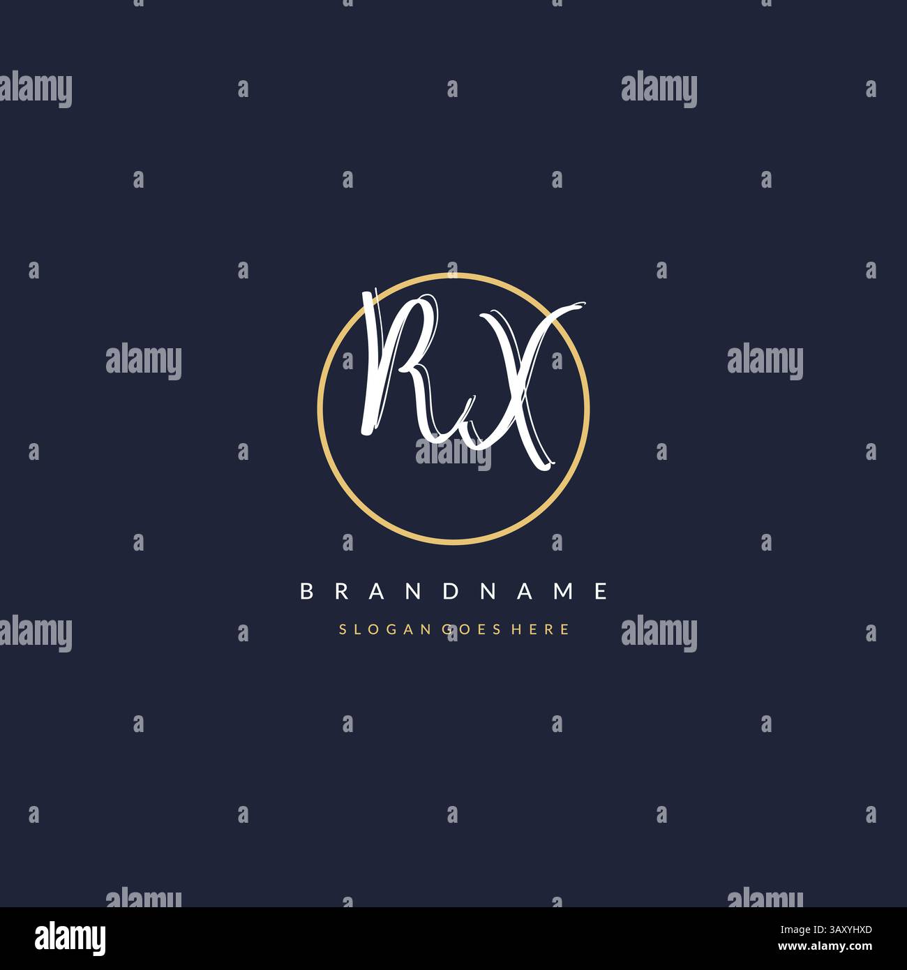 Initial letter RX logo monogram feminine style with circle line design ideas vector graphic ...